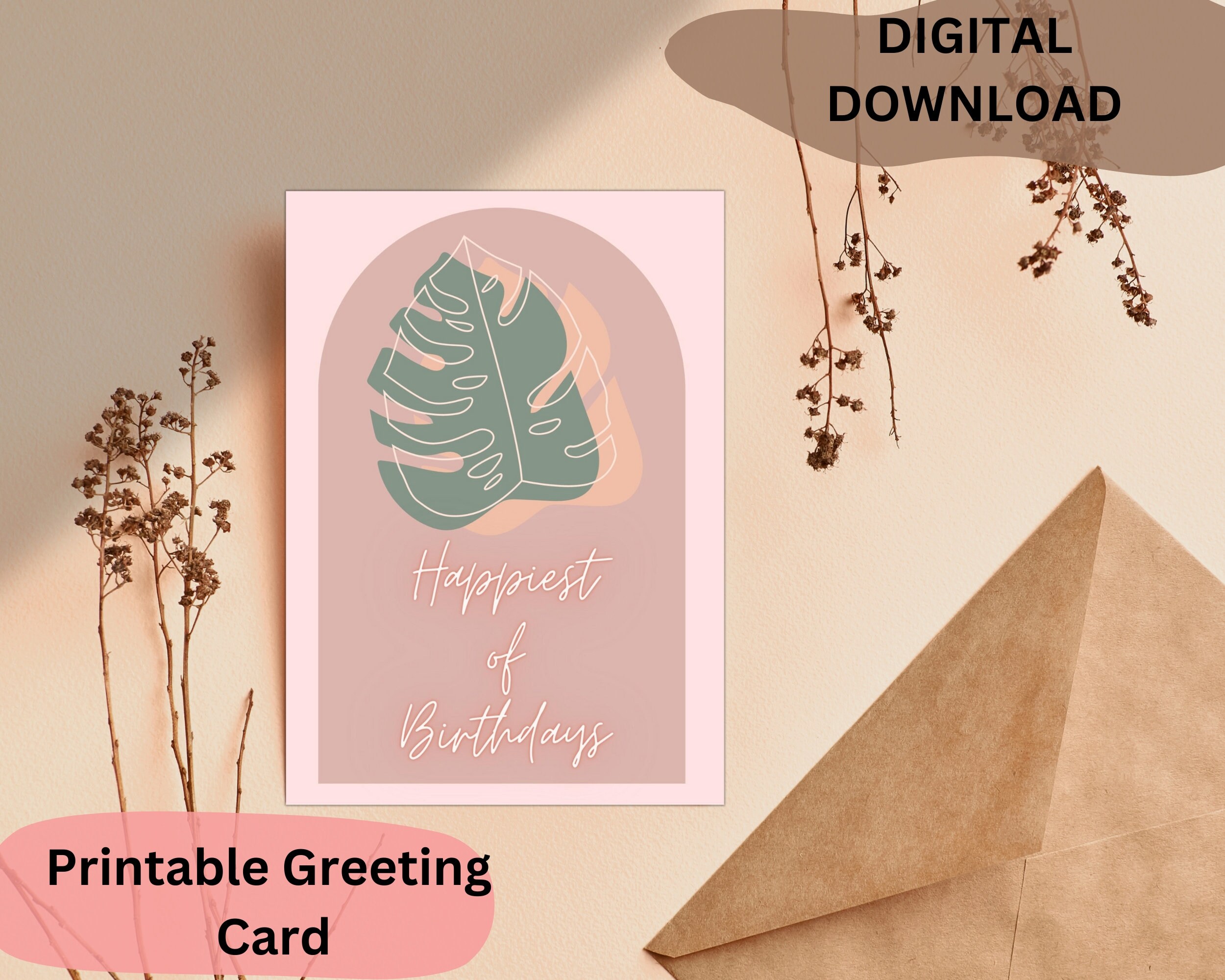 Printable Plant Birthday Card Birthday Card for Plant Lover - Etsy Canada