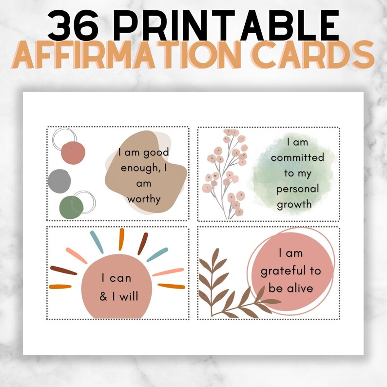Printable Affirmation Cards, Positive Motivational Cards, Self Care ...