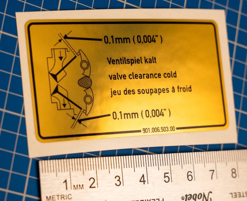 Porsche Valve Clearance Engine Bay Decal for Porsche 911 G Model (84-89 ...