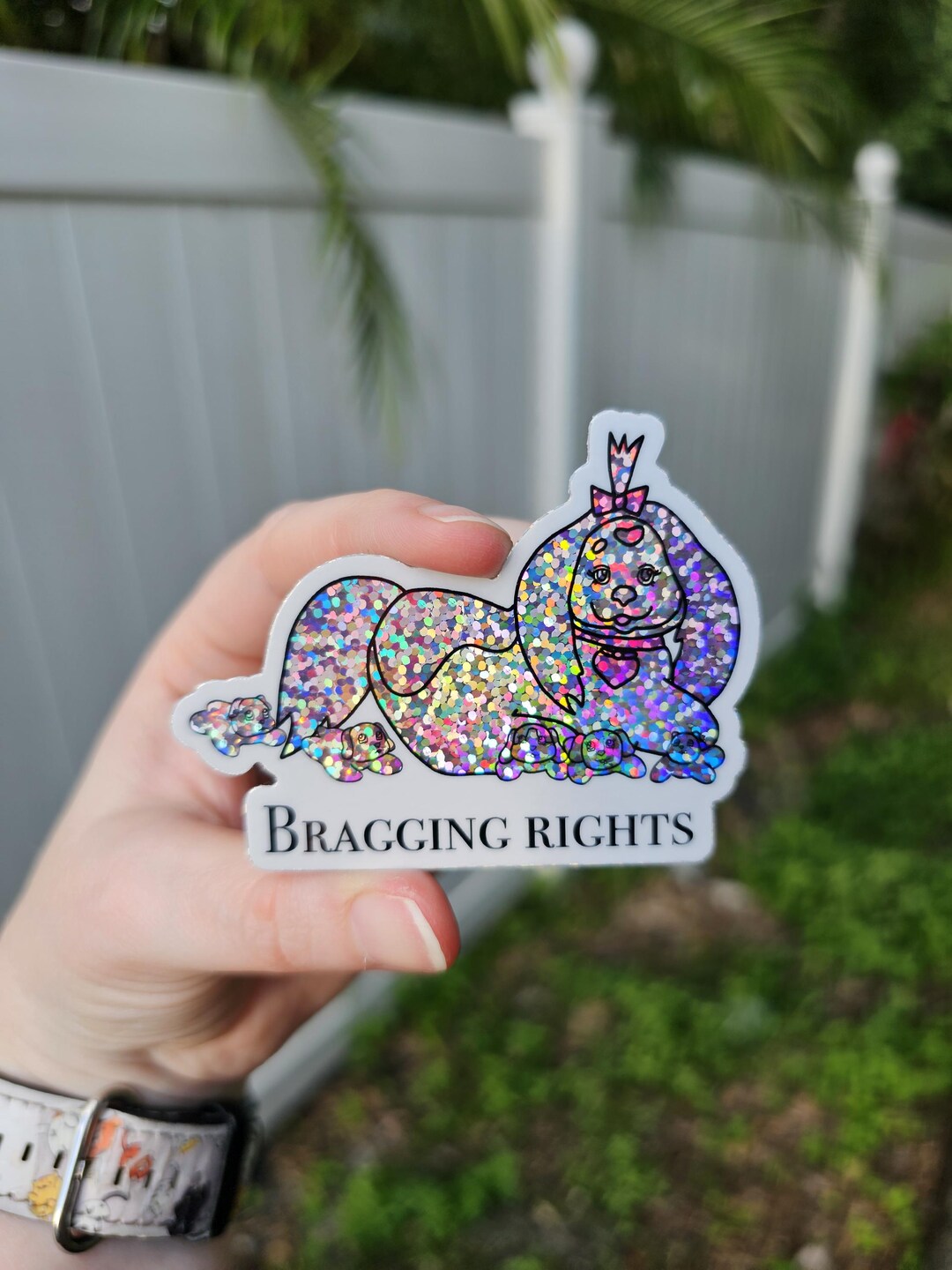 Puppy Surprise Bragging Rights Glitter Sticker Decal 3 Inch 90s ...