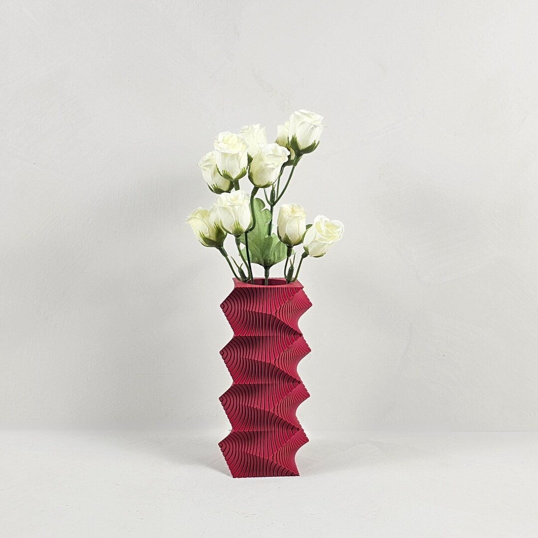 Modern Tall Floral Vase - Bud Vase for Artificial Flowers - Geometric ...
