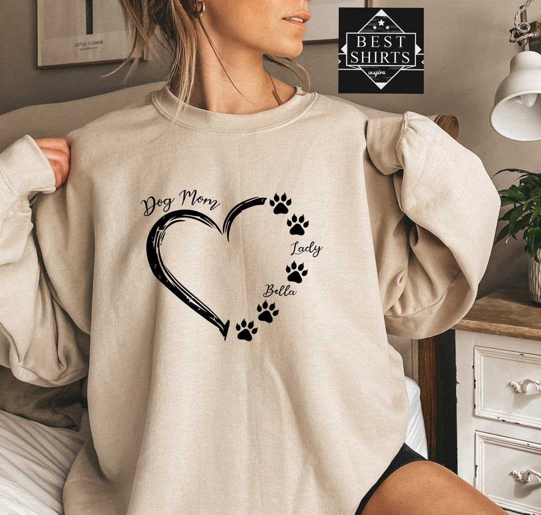 Personalized Dog Mom Sweatshirt With Names, Custom Dog Name Hoodie, Dog ...