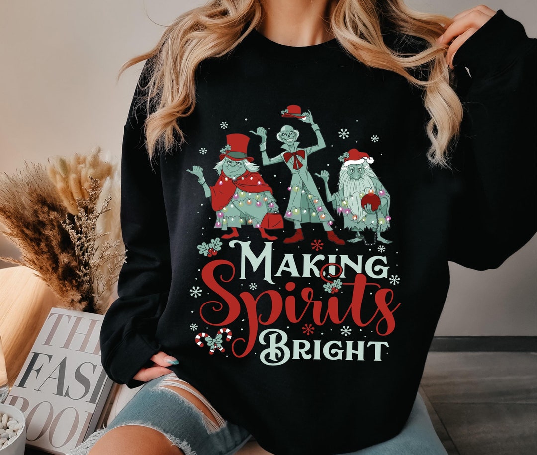 Making Spirits Bright Hitchhiking Ghosts Santa Hat Merry Christmas ...