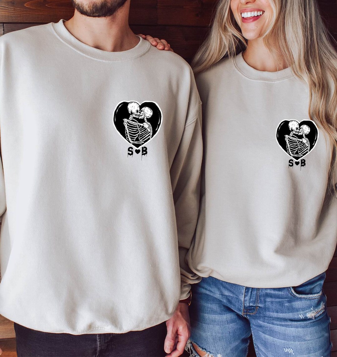 Custom Kissing Skeleton Halloween Couple Matching Hoodies, Couples ...