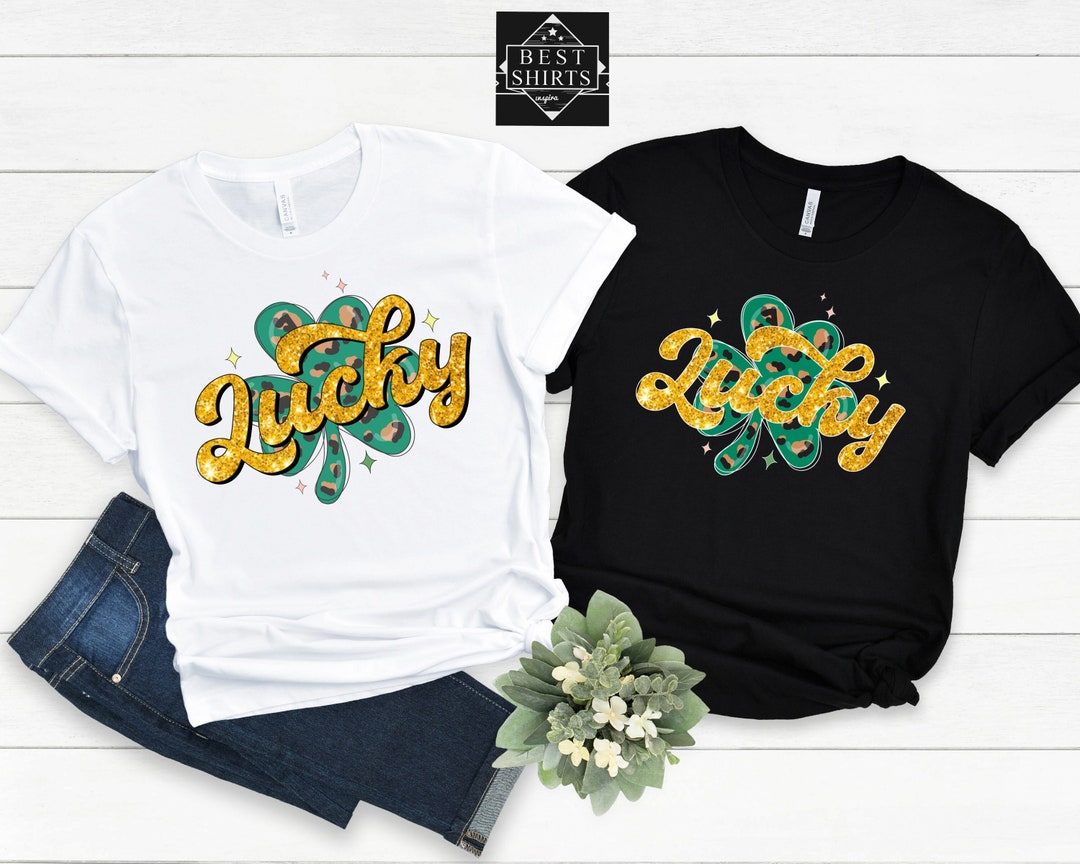 Glitter Shamrock Shirt St Patricks Day Shirt Women Lucky Tshirt Saint
