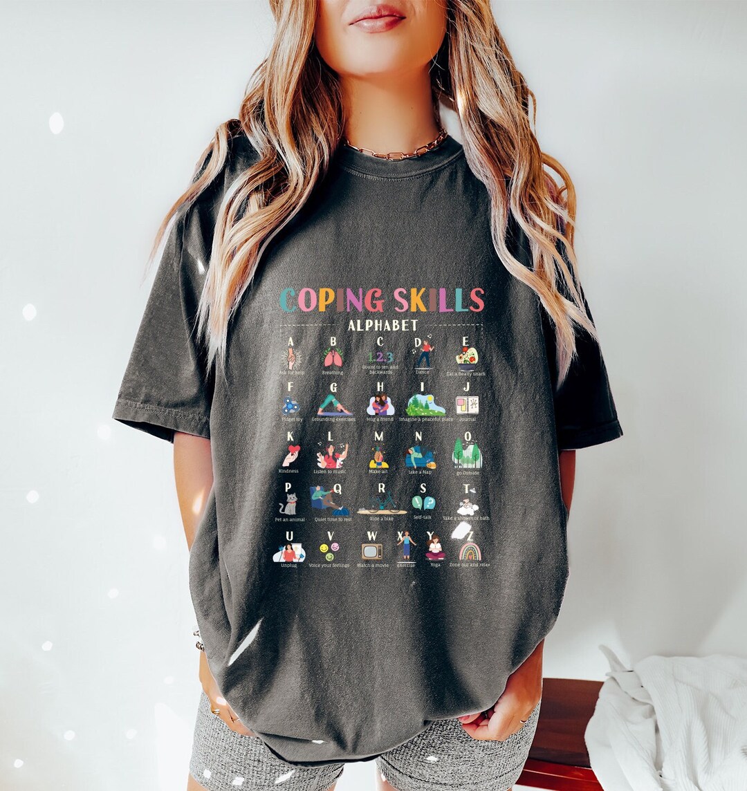 Comfort Colors® Coping Skills Alphabet Shirt,school Counselor Shirt ...