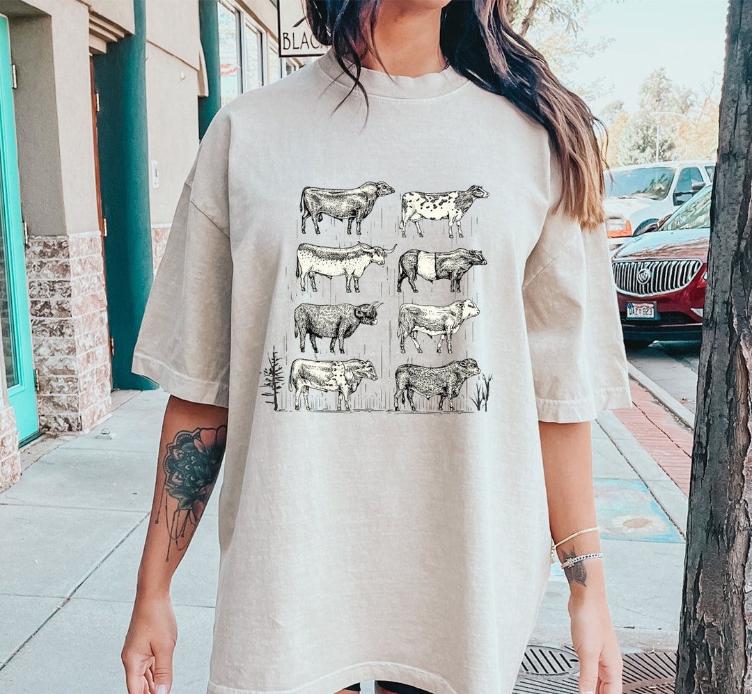 Cow Breeds Shirt, Cow Print Tee, Farm Girl Cow Shirt, Cowgirl Shirt ...