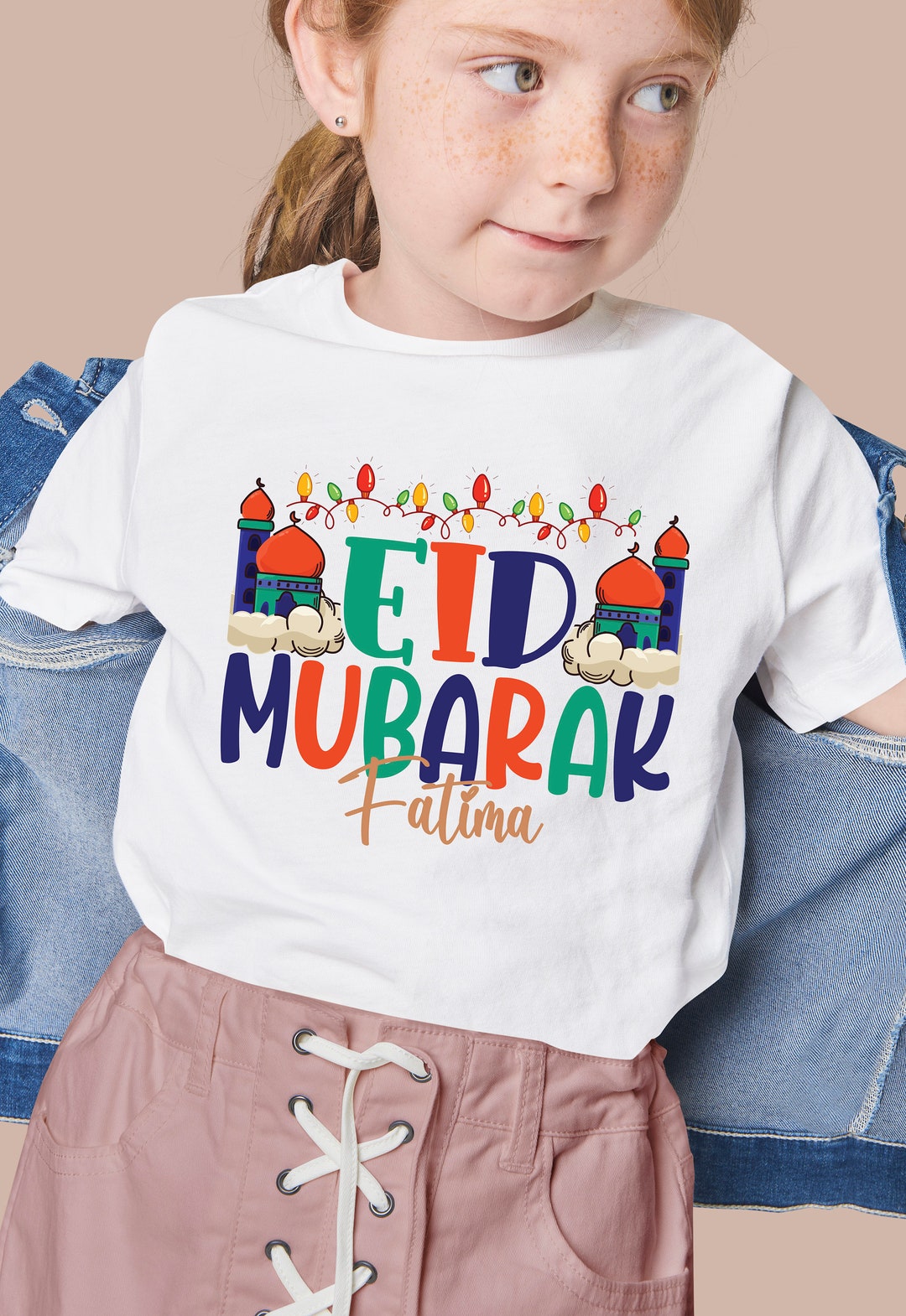 Custom Name Eid Mubarak T-shirt for Family, Eid Mubarak Shirt for Kids ...