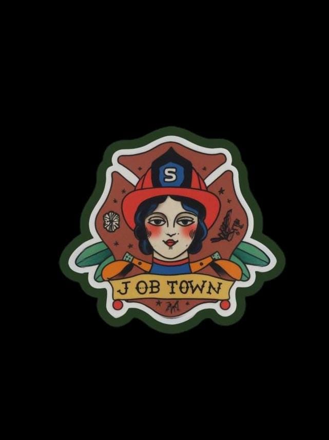 Female Firefighter Sticker – American Traditional Tattoo Art Decal - Etsy