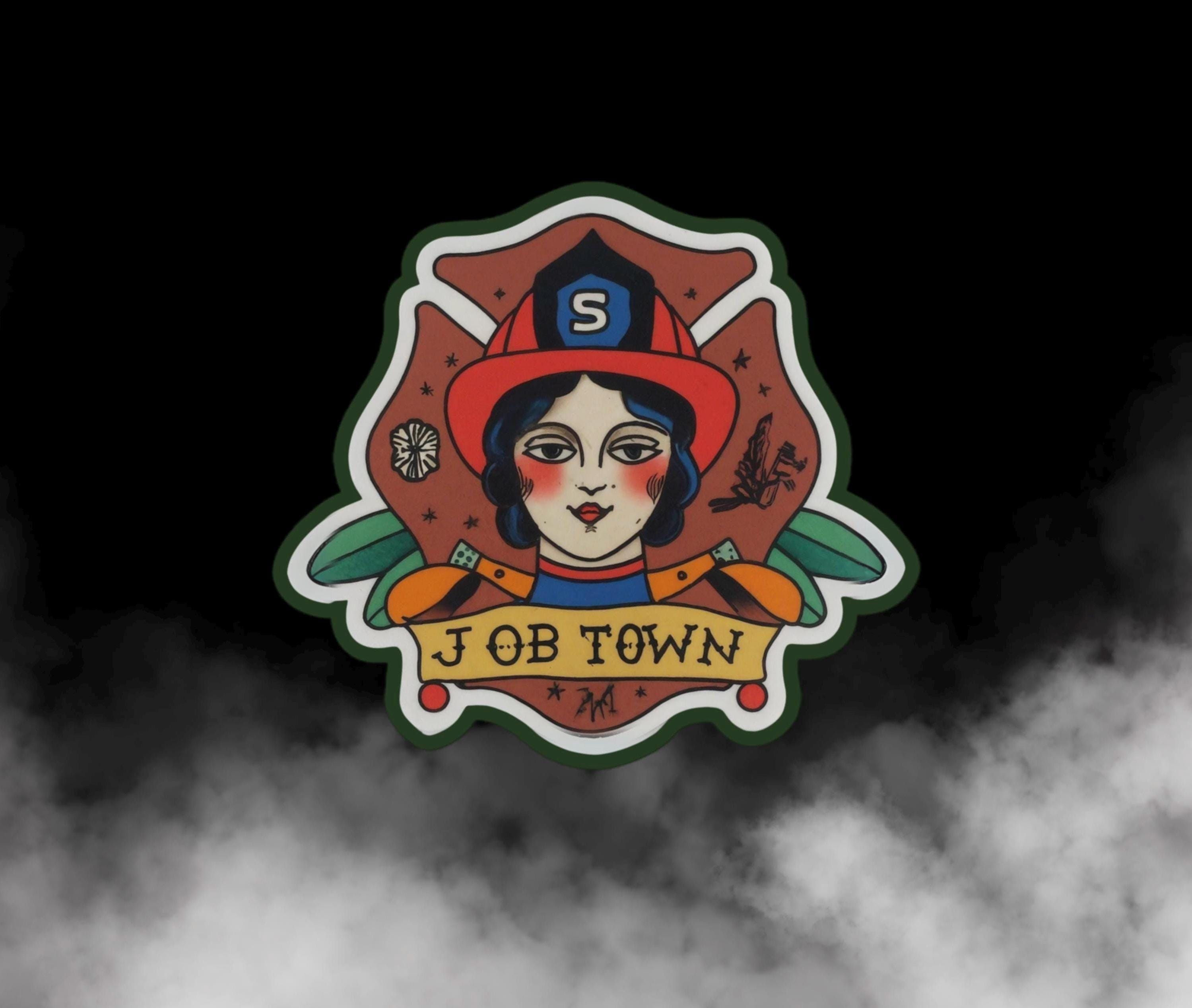 Female Firefighter Sticker – American Traditional Tattoo Art Decal - Etsy
