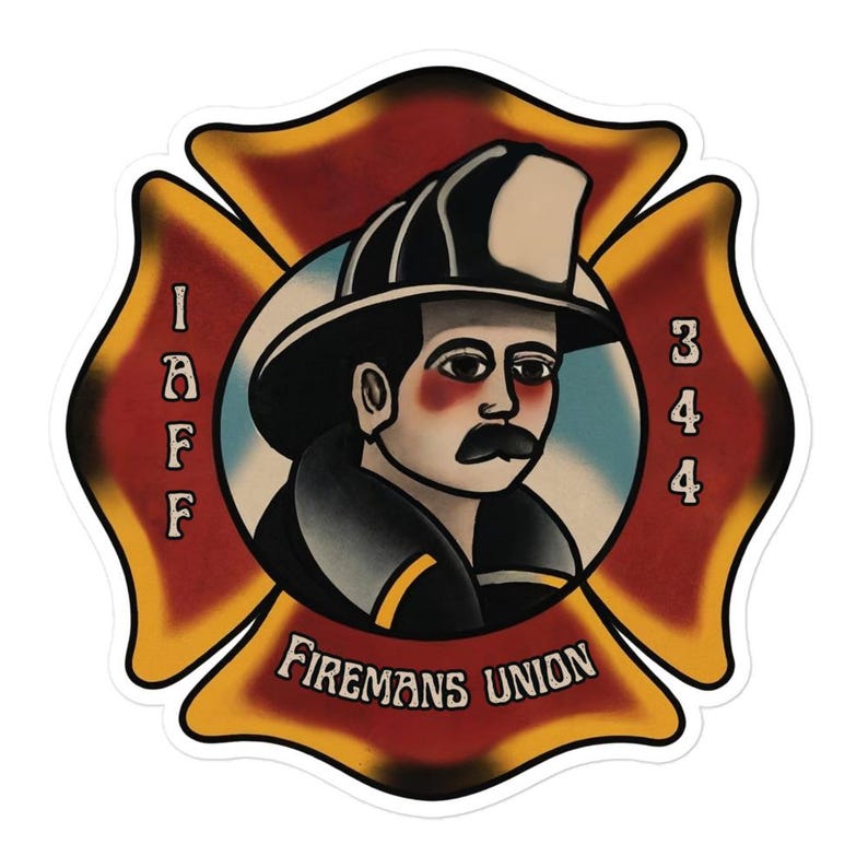 Personalized Vintage IAFF Union Firefighter Sticker - American ...