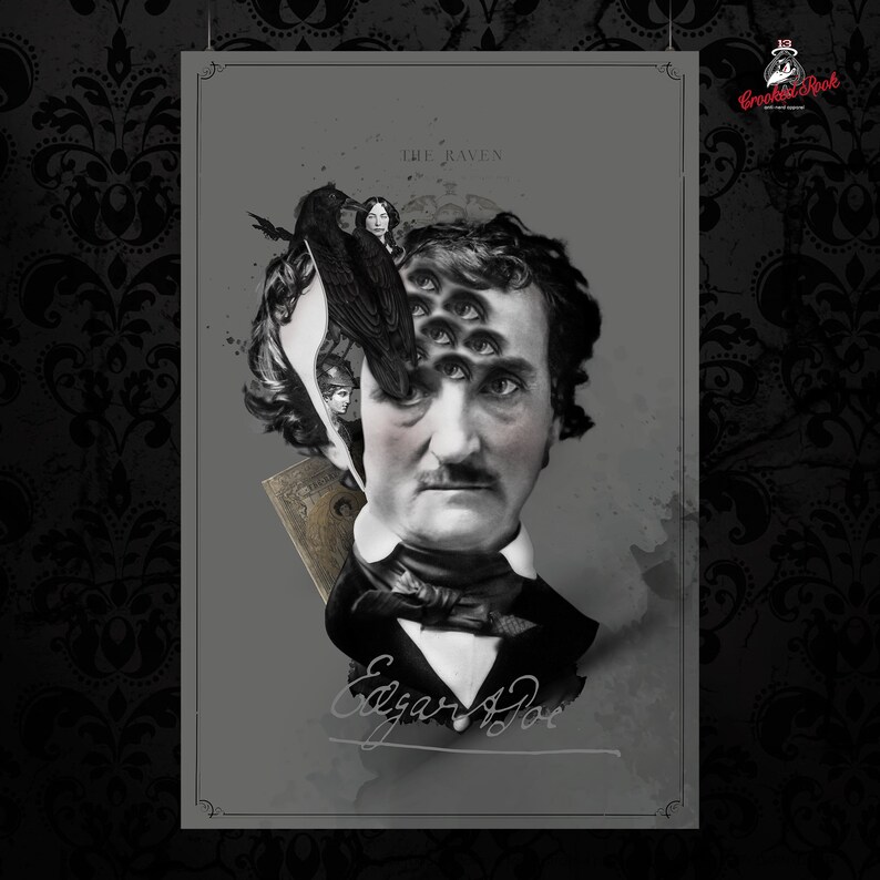 Edgar Allan Poe 'the Raven' Art Poster | Creepy Victorian Halloween ...