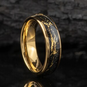 Personalized Tungsten Wedding Band Cosmic Galaxy Ring, Galaxy Meteorite ...