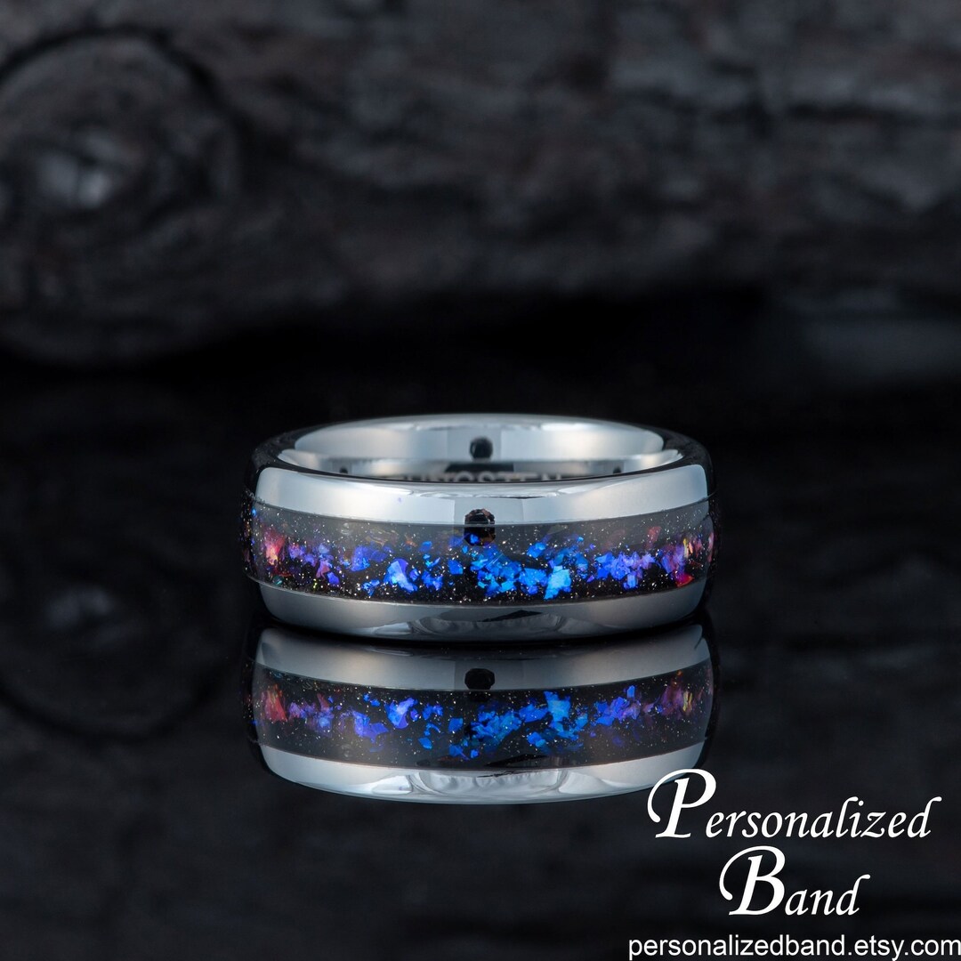Tungsten Galaxy Men's Wedding Band, Orion Nebula Ring, Space Wedding ...