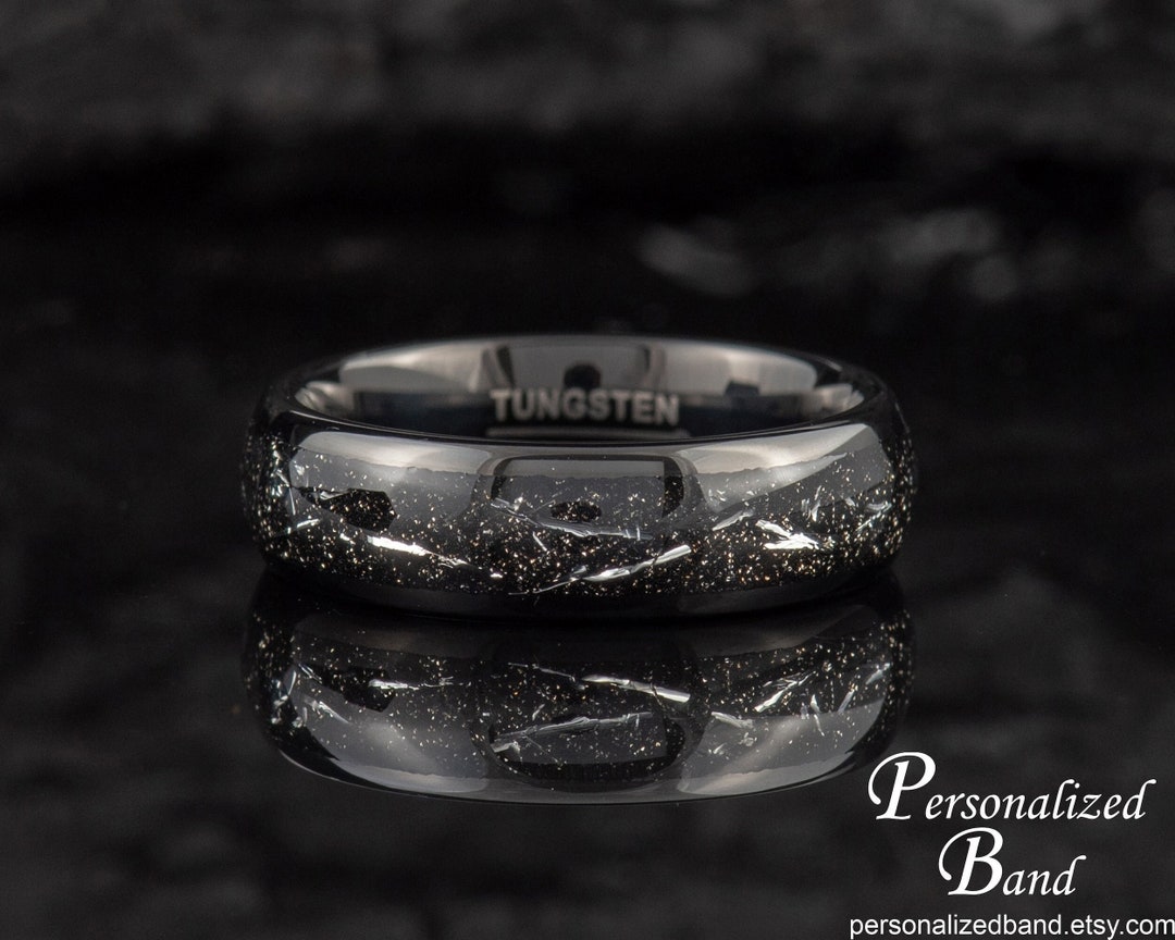 Meteorite Galaxy Wedding Ring for Man & Woman, Personalized Tungsten ...
