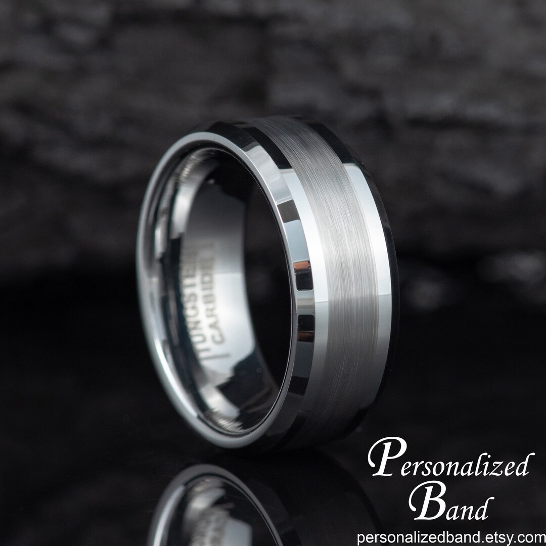 8mm Gray Tungsten Wedding Anniversary Ring, Engagement Ring ...