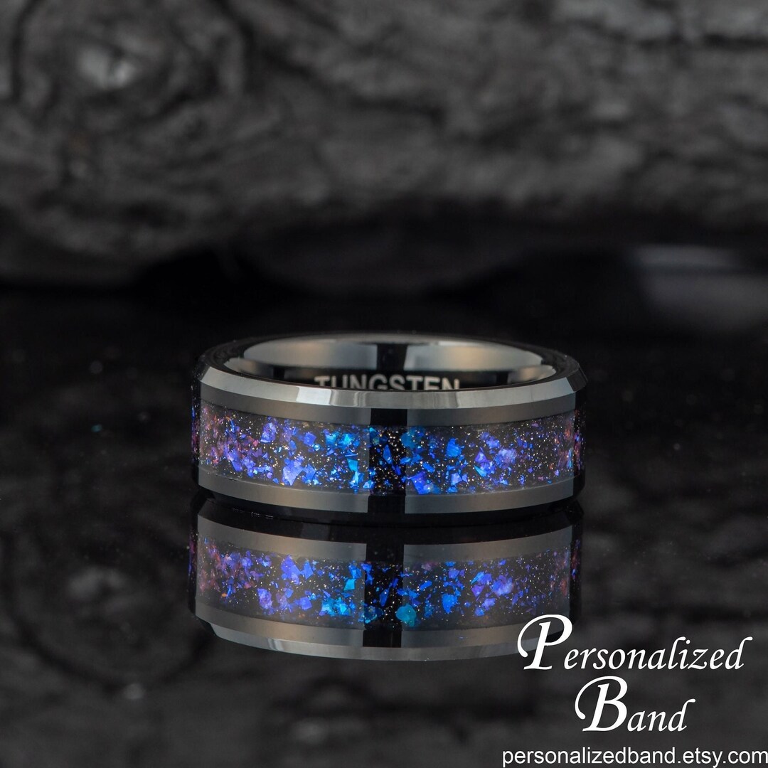 Tungsten Galaxy Wedding Ring, Outer Space Mens Wedding Band, Orion ...