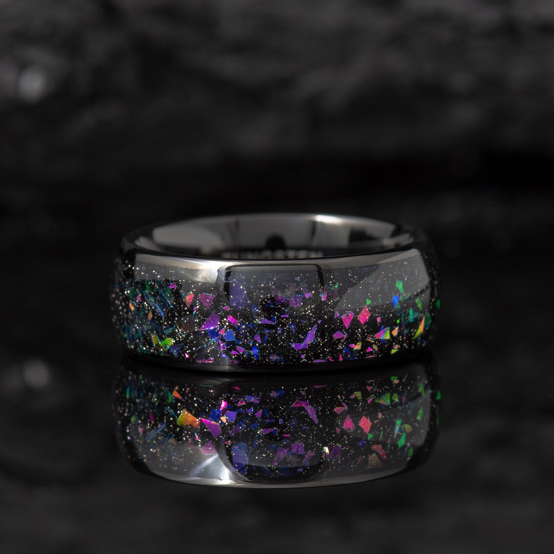 Personalized Man Wedding Ring Nebula Ring, Galaxy Wedding Band ...