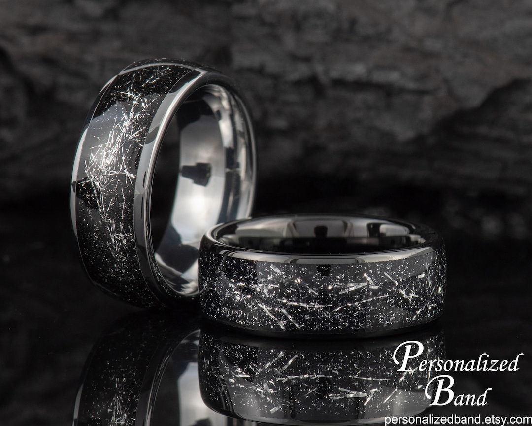 Meteorite Tungsten Ring for Men, Man Unique Wedding Band, Custom ...