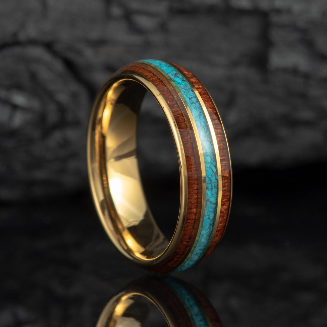 Comfort Fit Gold Tungsten Wedding Band for Men Women, Rosewood ...