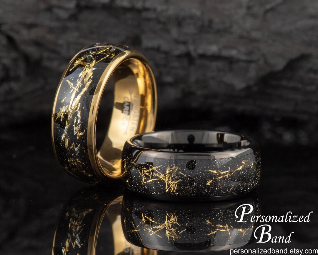 Tungsten Wedding Ring for Him, Cosmic Galaxy Ring, Wedding Band Men ...