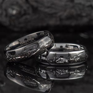 Personalized Tungsten Wedding Ring, Cosmic Galaxy Ring, Wedding Band ...