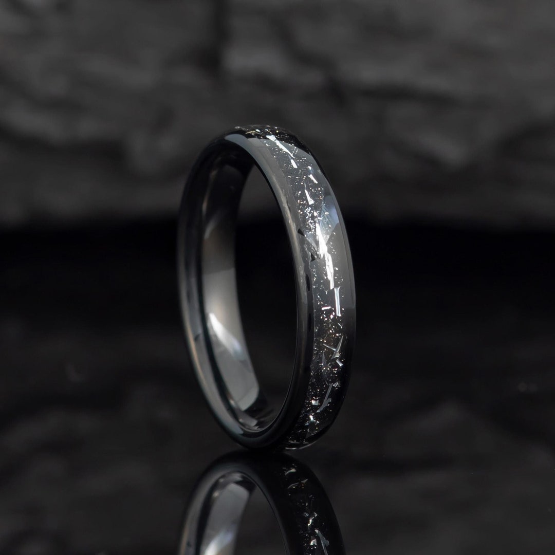 4mm Meteorite Galaxy Wedding Band for Women, Cosmic Space Theme Wedding ...