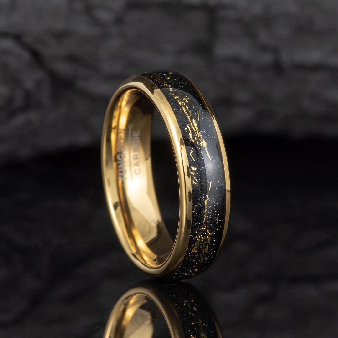 Tungsten Wedding Band, Cosmic Galaxy Ring, His Anniversary Gift, Men's ...