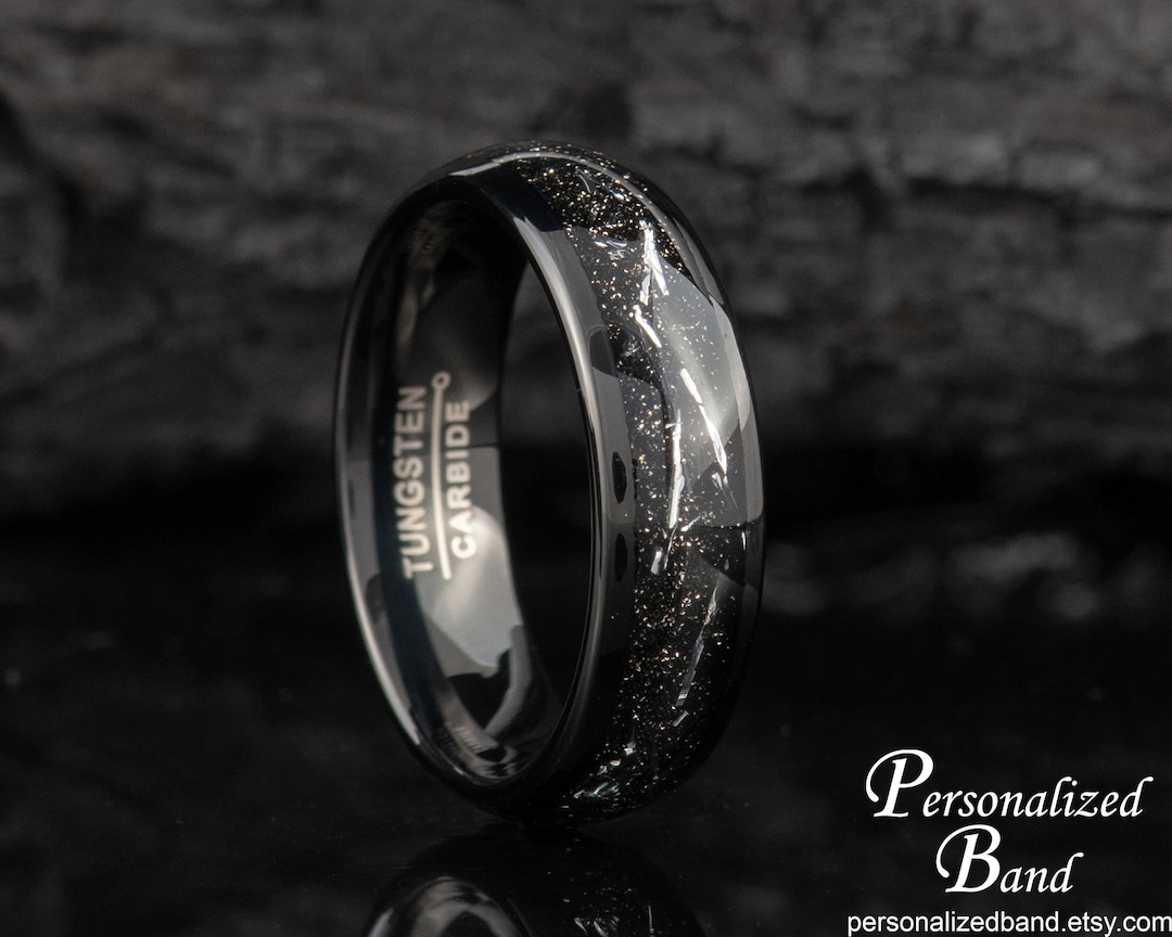 Meteorite Galaxy Wedding Ring for Man & Woman, Personalized Tungsten ...
