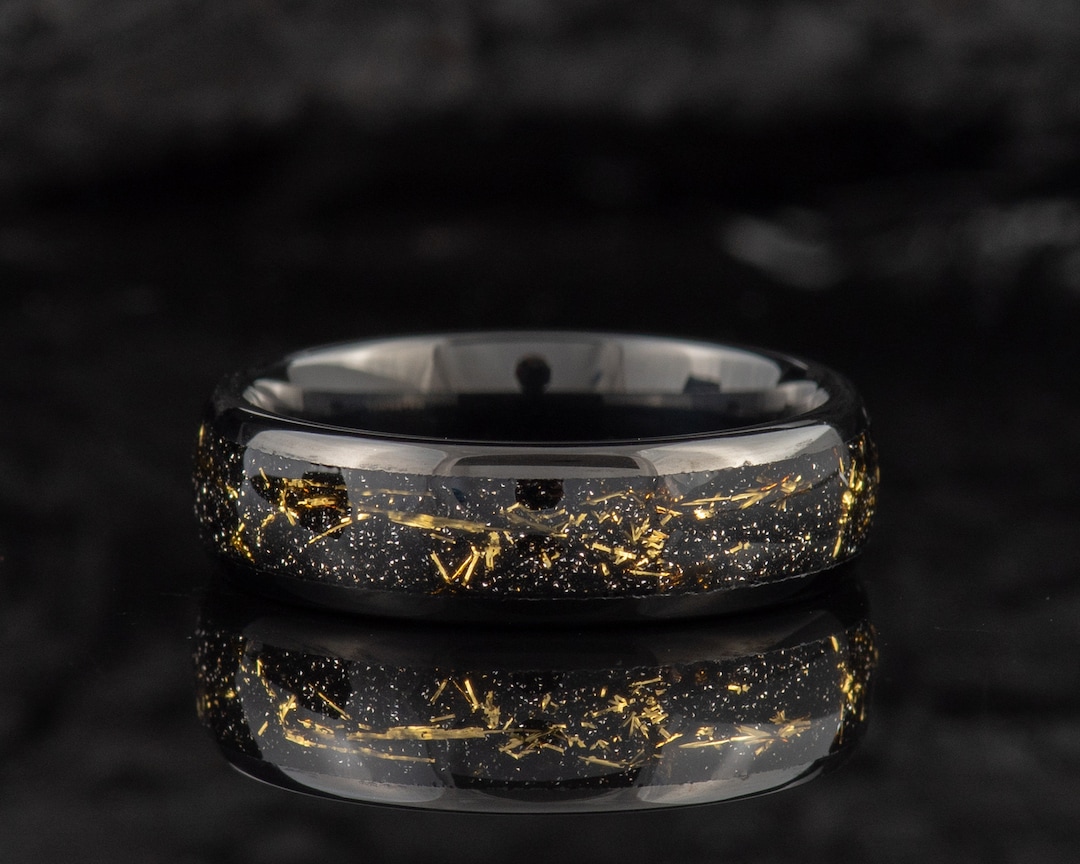 Meteorite Galaxy Wedding Ring for Man & Woman Personalized - Etsy