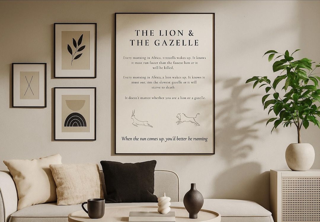 The Lion and the Gazelle Parable Print – Motivational African Proverb ...