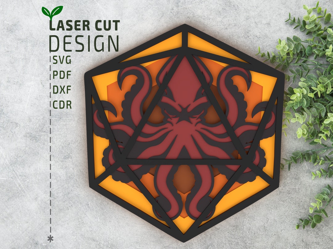 D20 Dice Octopus Layered SVG Laser Cut File for Glowforge , Multilayer ...