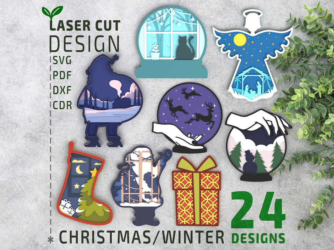 Christmas Winter Bundle Layered SVG, Laser Cutting Files, Multilayer ...