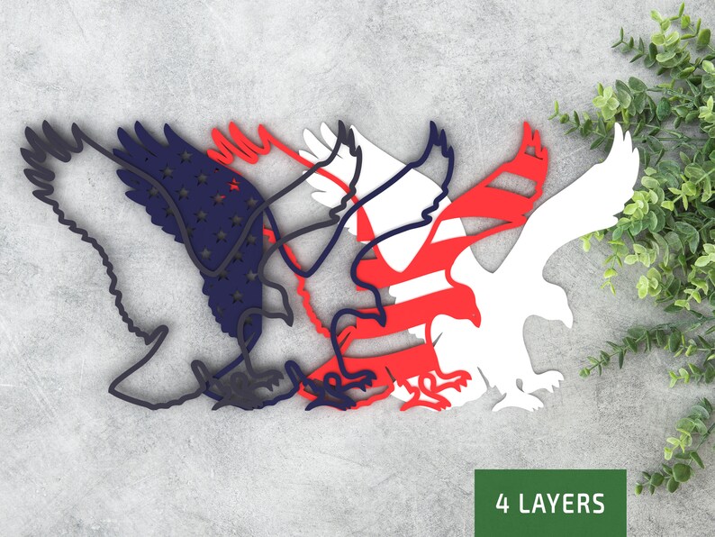 Eagle American Flag, Usa Flag Layered SVG File for Laser Cuttting and ...