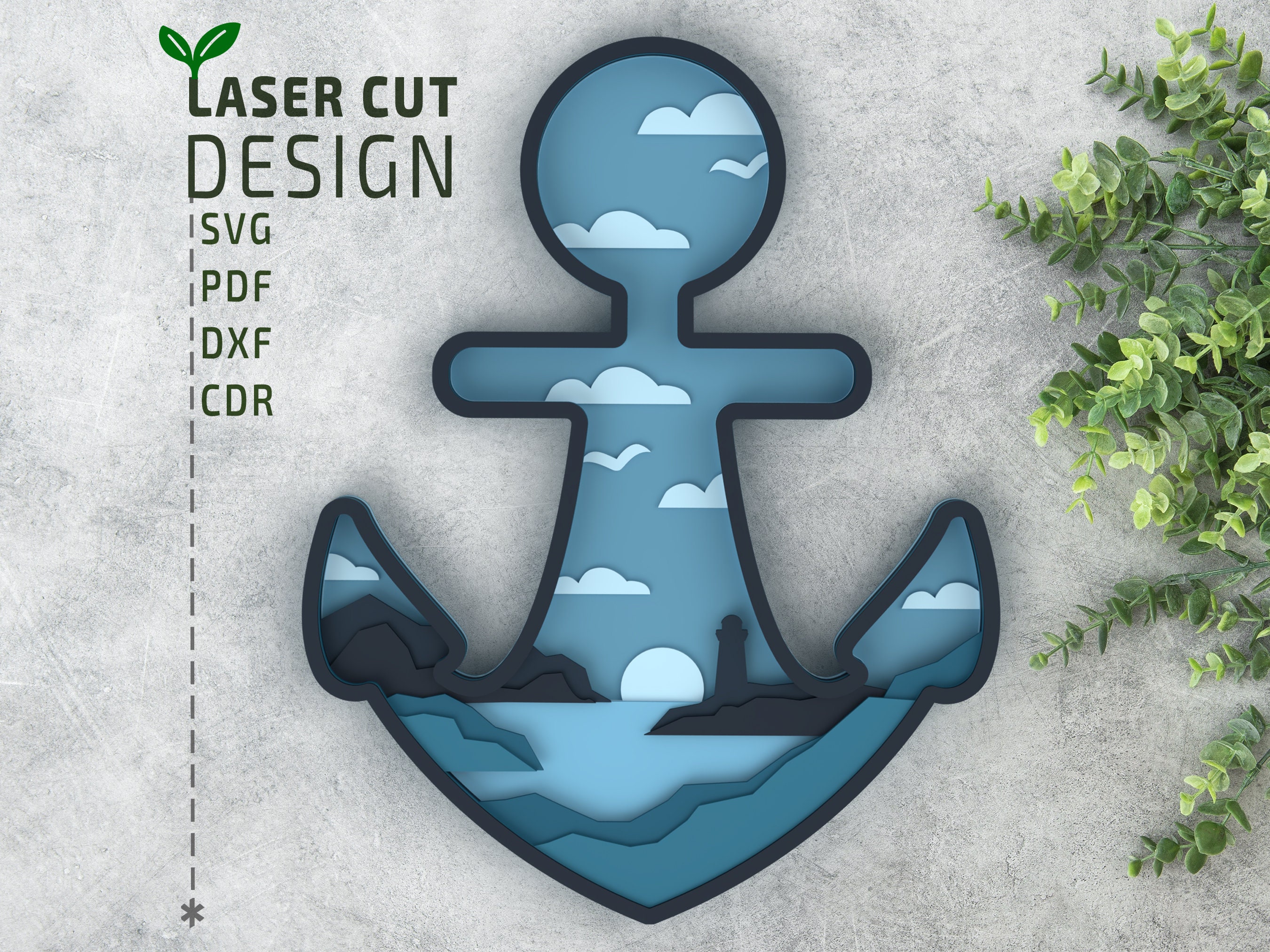 Anchor Nautical SVG Laser Cut Files, Layered SVG, Multilayered Svg, 3d ...