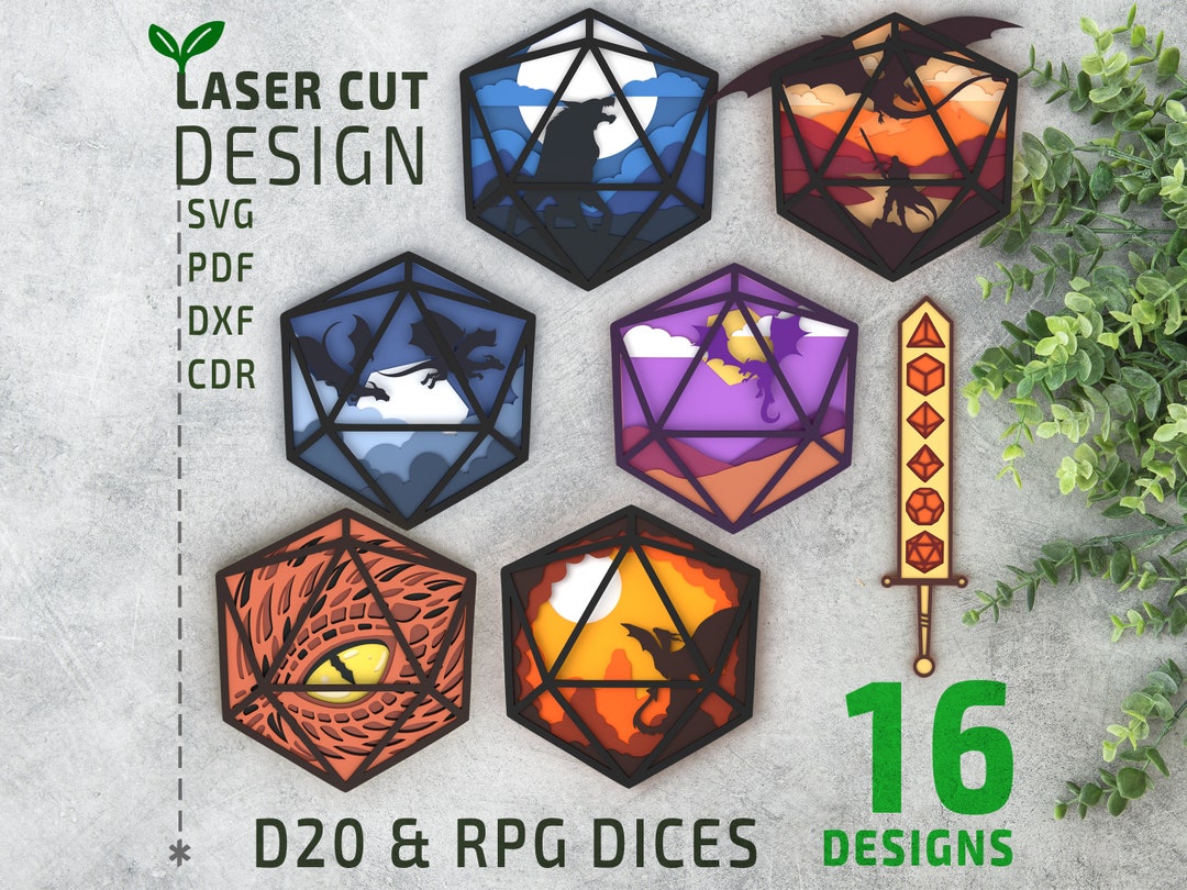 D20 Dice Bundle Layered SVG, Laser Cut Files, Cricut Files, Glowforge ...