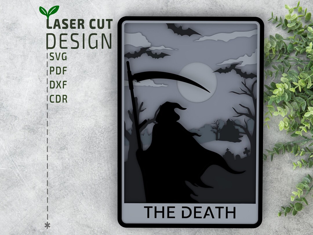Death Tarot Card Laser Cut File – Layered SVG Multilayer 3D Papercut ...