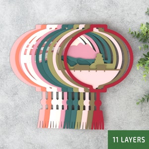 Chinese Lantern SVG Laser Cut Files, Layered Svg, Multilayer Svg, 3d ...