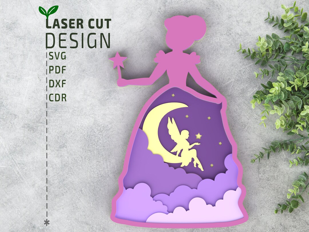 Princess With Fairy Layered SVG Laser Cut File for Glowforge ...