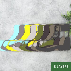 Hiking Boot With Scene Layered SVG Cut File for Laser Cut and Paper Cut ...