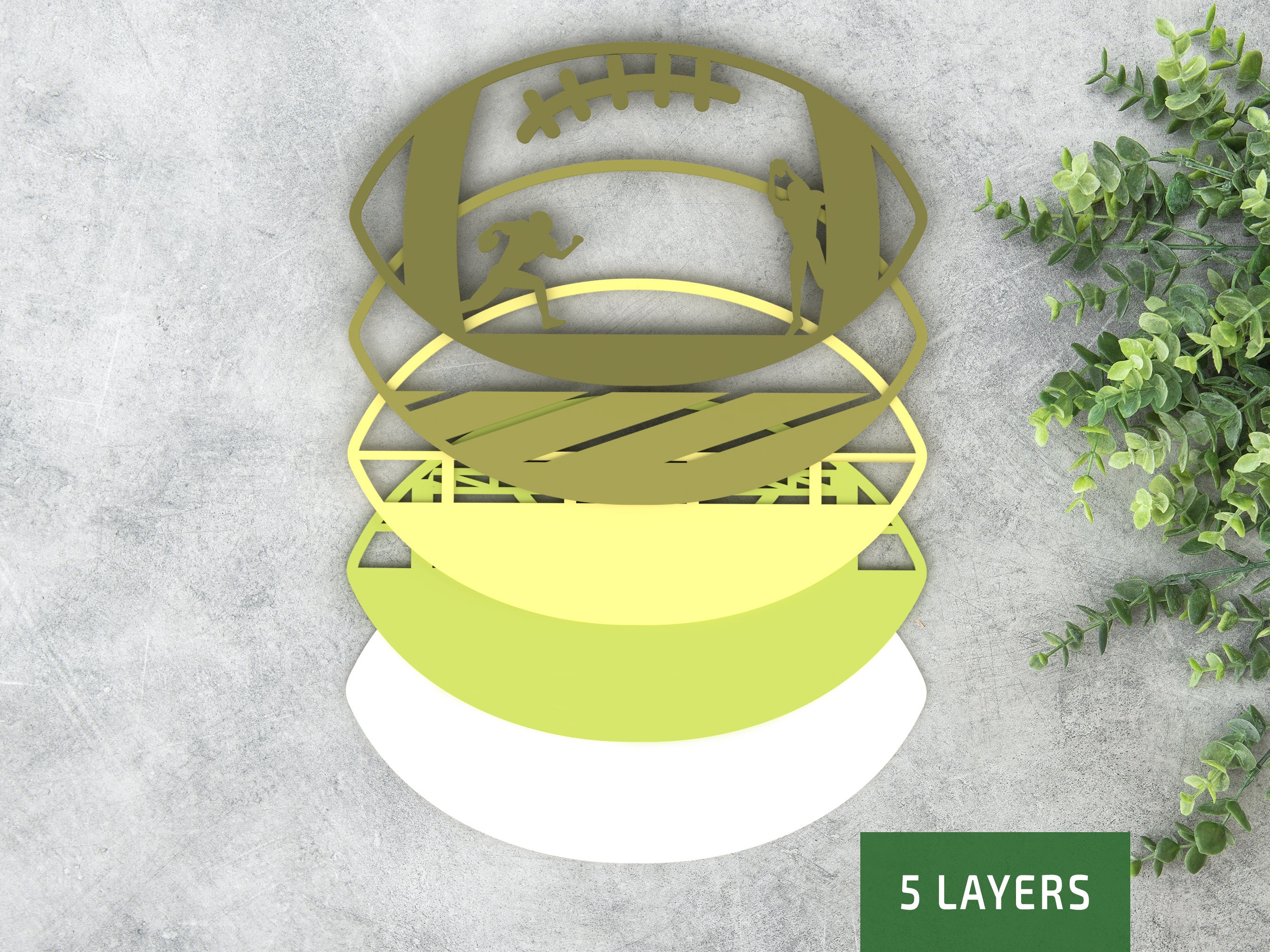 American Football Ball Layered SVG Cut File for Laser Cutting, Paper ...