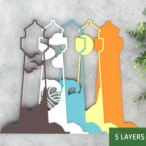 Lighthouse Nautical Layered SVG File for Laser Cutting and Paper ...
