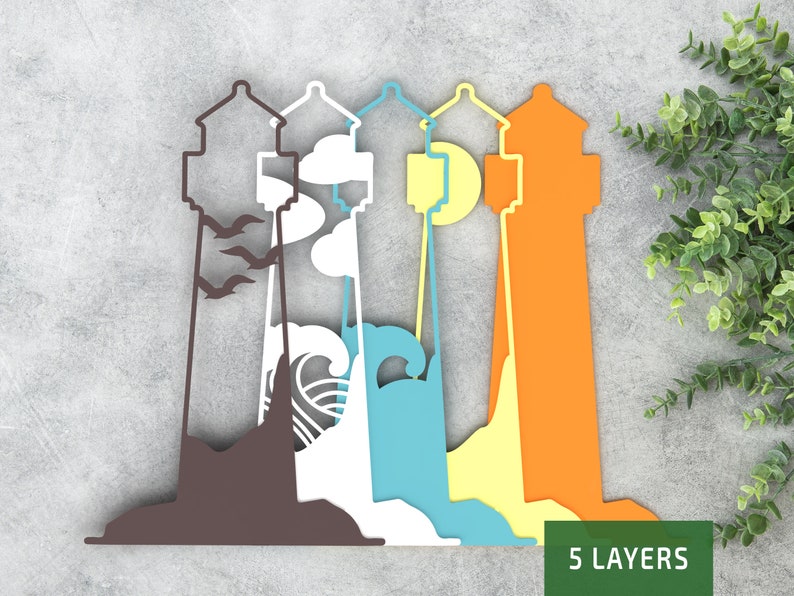Lighthouse Nautical Layered SVG File for Laser Cutting and Paper ...