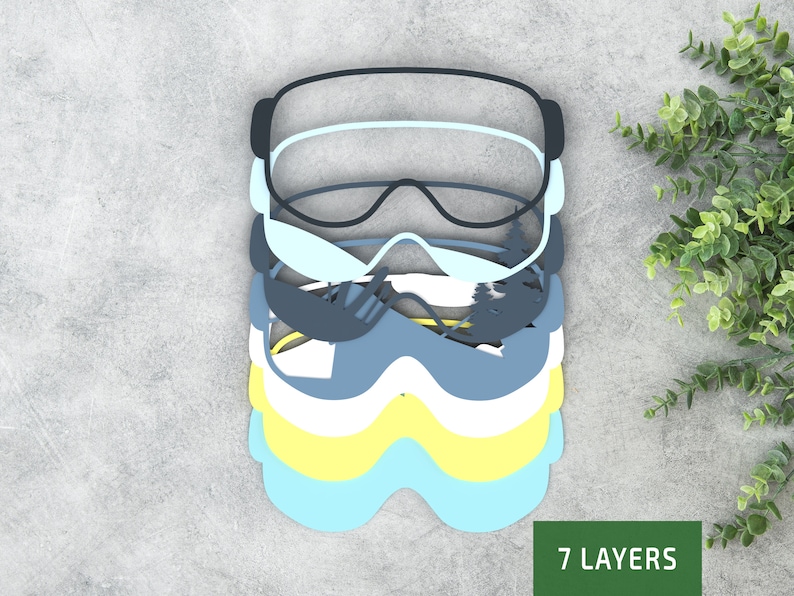 Ski Goggles Layered SVG Laser Cut File for Glowforge , Multilayer 3d ...