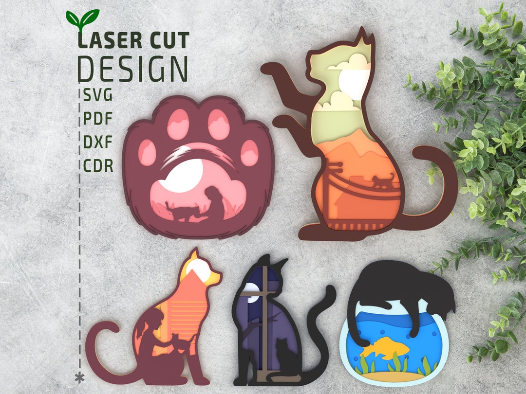 Cat Bundle Layered SVG Laser Cut Files , Multilayer Svg, 3d Svg, Cricut ...