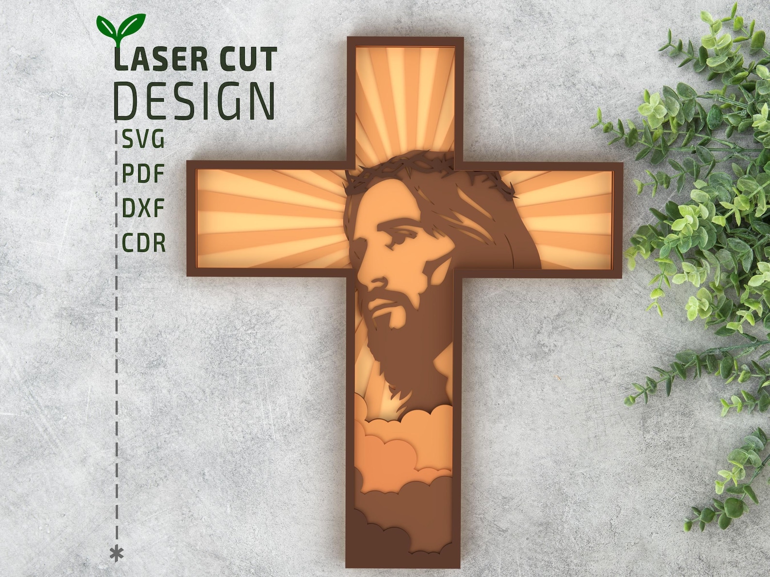 Jesus Cross Laser Cut File – Layered SVG Multilayer 3D Papercut Design ...