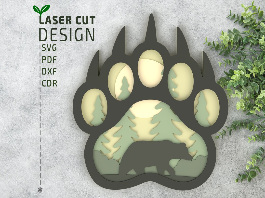 Bear Paw Layered SVG, Laser Cut Files, Multilayer SVG, 3d SVG, Laser ...