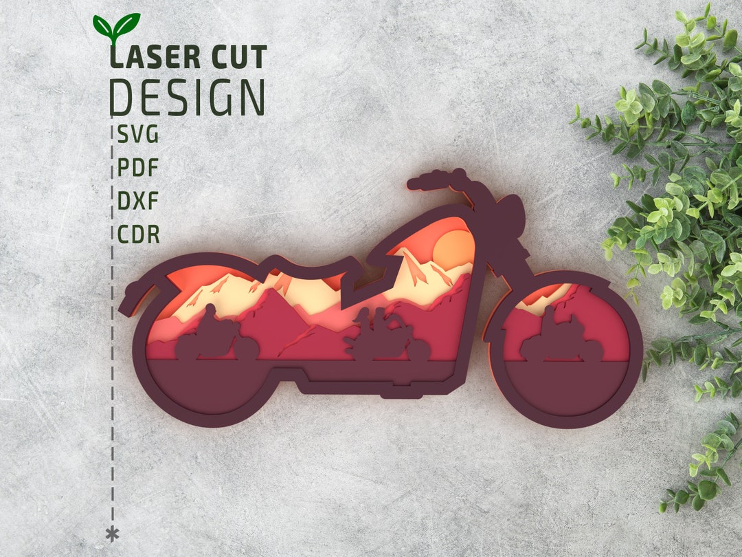 Motorcycle With Bikers Layered SVG, Laser Cut Files, 3d Svg, Multilayer ...