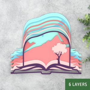 Open Book Laser Cut File – Layered SVG Multilayer 3D Papercut Design ...