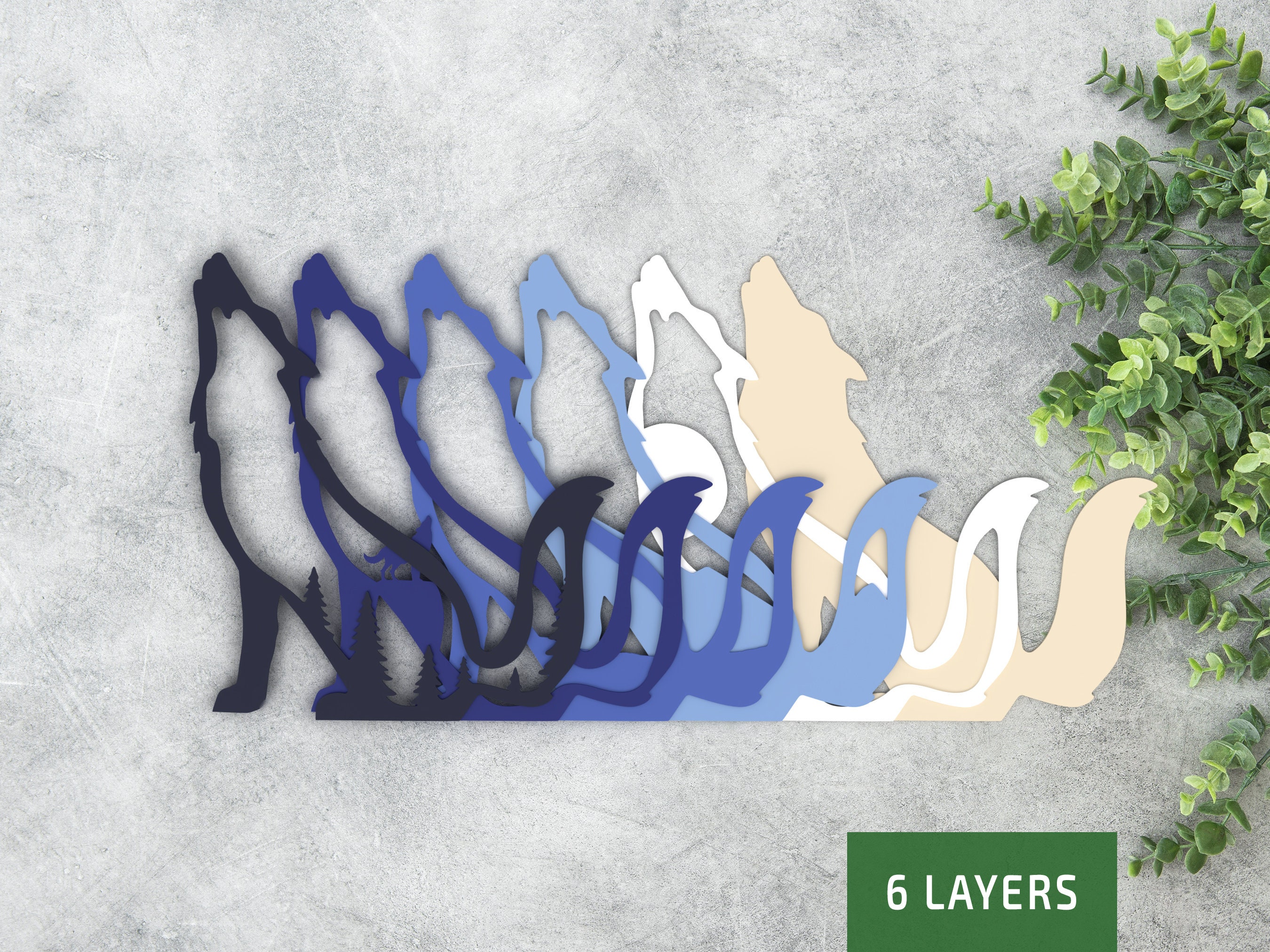 Wolf Layered SVG Laser Cut File for Glowforge Multilayer 3d - Etsy